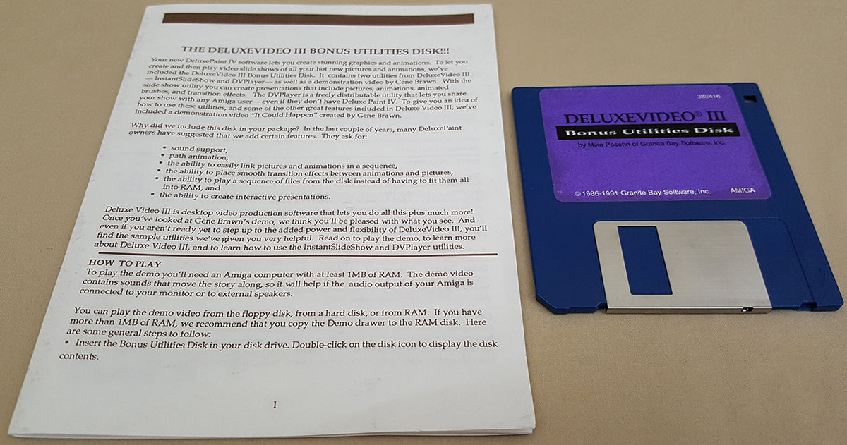 Deluxe Video III Bonus Utilities Disk ©1991 EA Electronic Arts for Com ...