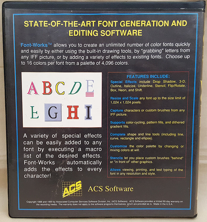 Font-Works Manual Only ©1989 Associated Computer Services for Commodor ...
