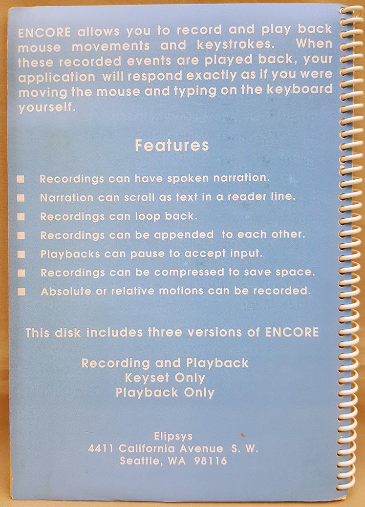 ENCORE v1.0 - 1988 Intuitive Technologies for Commodore Amiga – My ...