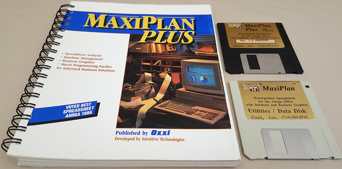 MaxiPlan Plus with Macros Spreadsheet v1.9 - 1988 OXXI Inc. for Commod ...