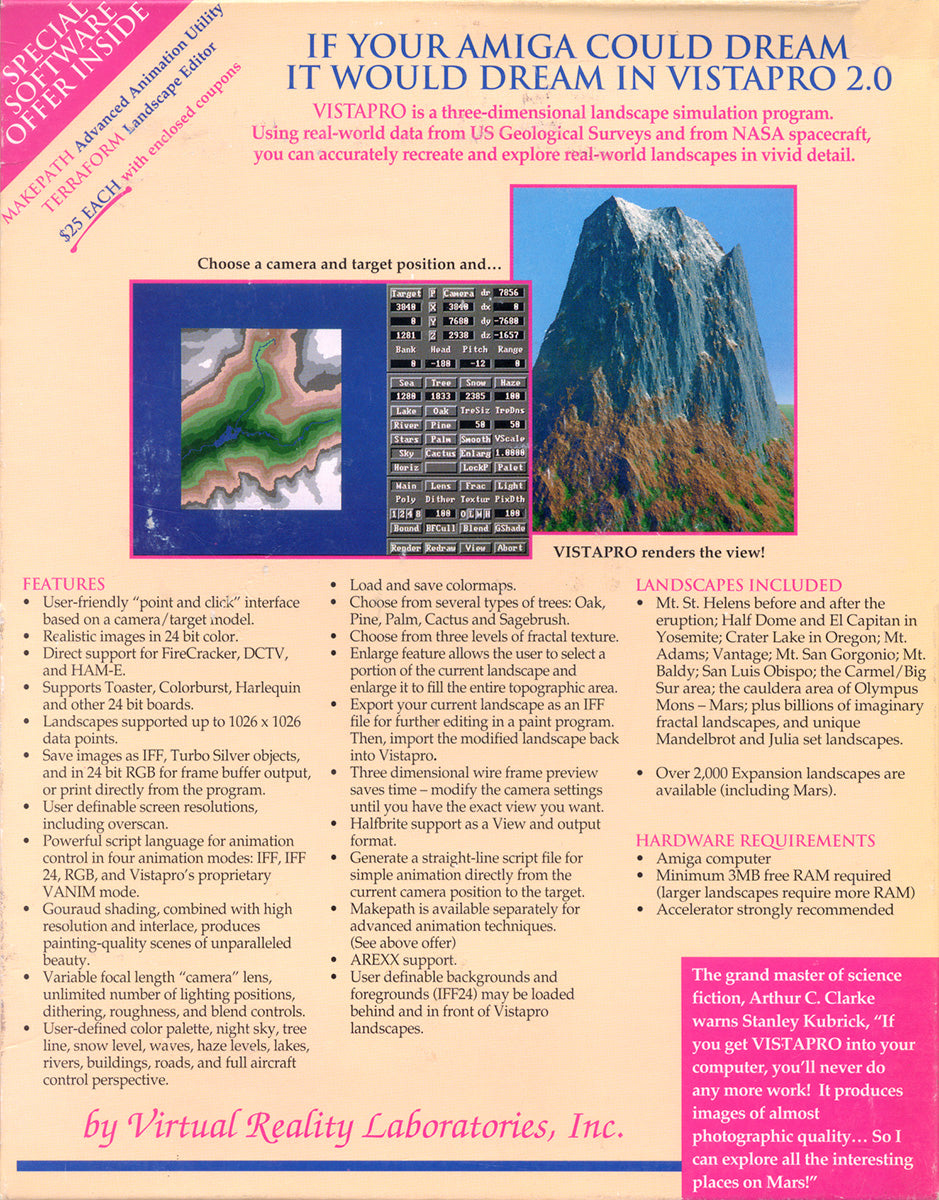 VistaPro v2.01 - 1992 Virtual Reality Laboratories for Commodore Amiga ...