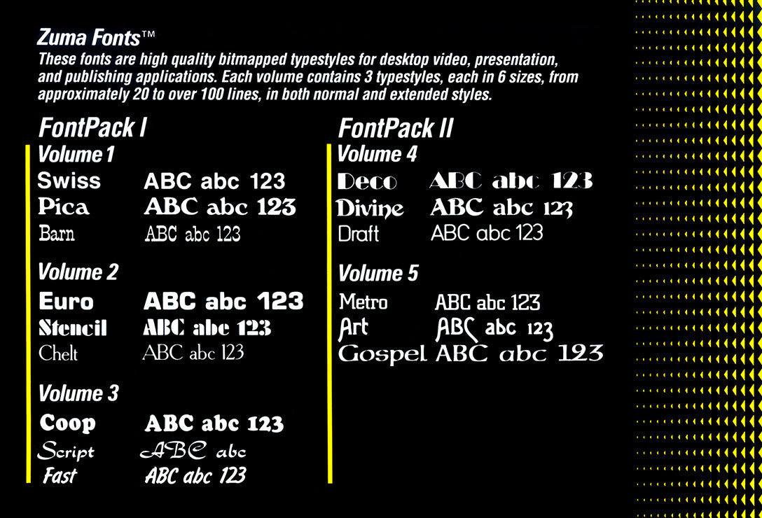 TV TEXT Professional Zuma Fonts Vols.1-5 - 1986-89 Zuma Group for Comm ...